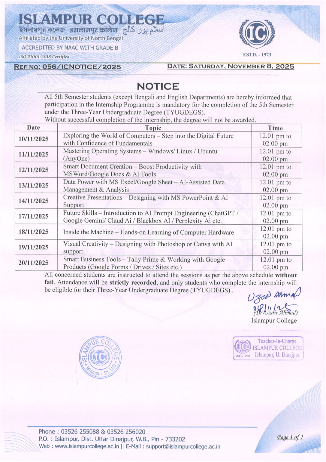 Welcome to Islampur College